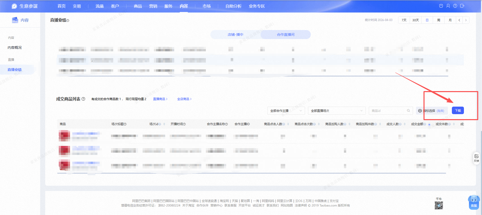 生意参谋_内容_直播业绩_合作直播间_成交商品列表-八爪鱼RPA帮助中心