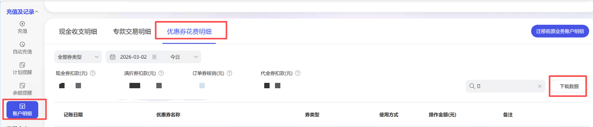 账户-账户明细-优惠券花费明细-八爪鱼RPA帮助中心